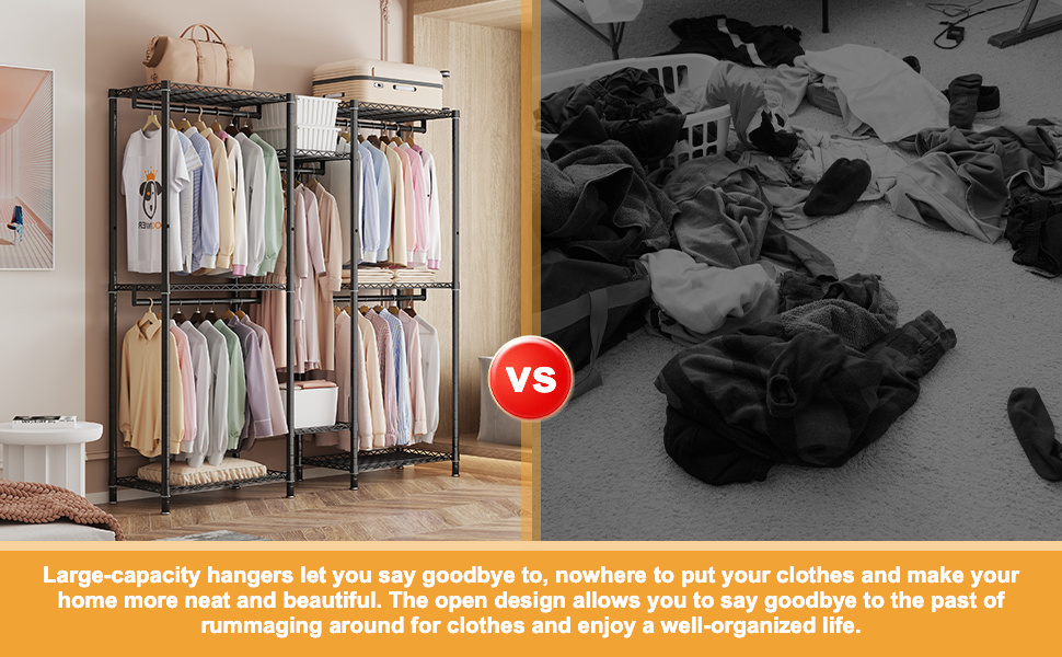 Clothing Garment Rack For Hanging Clothes, Multi-functional Bedroom ...