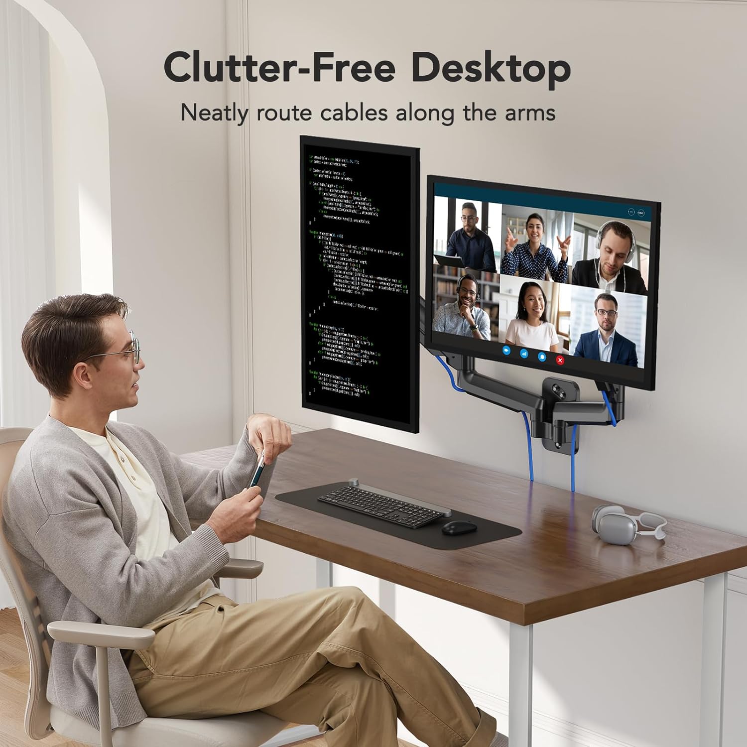 Dual Monitor Wall Mount Screens Wall Monitor - Temu