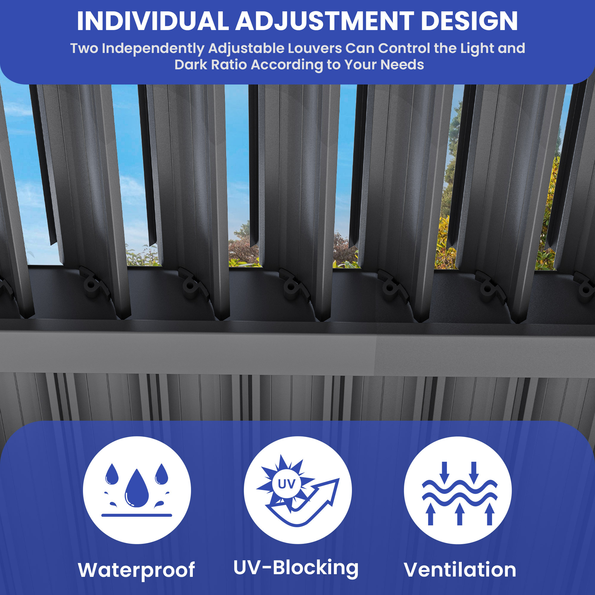 Louvered Pergola Outdoor Aluminum Adjustable Roof Pergolas - Temu