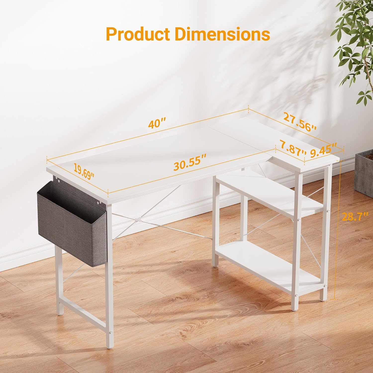 l shaped desk computer desk reversible storage shelves home - Temu
