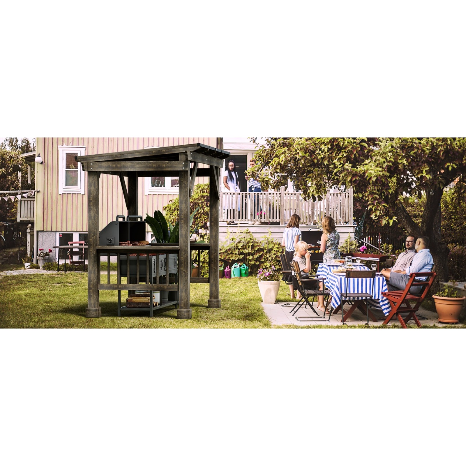 Wooden Grill Gazebo Barbecue Pergolas Canopy Insulated - Temu