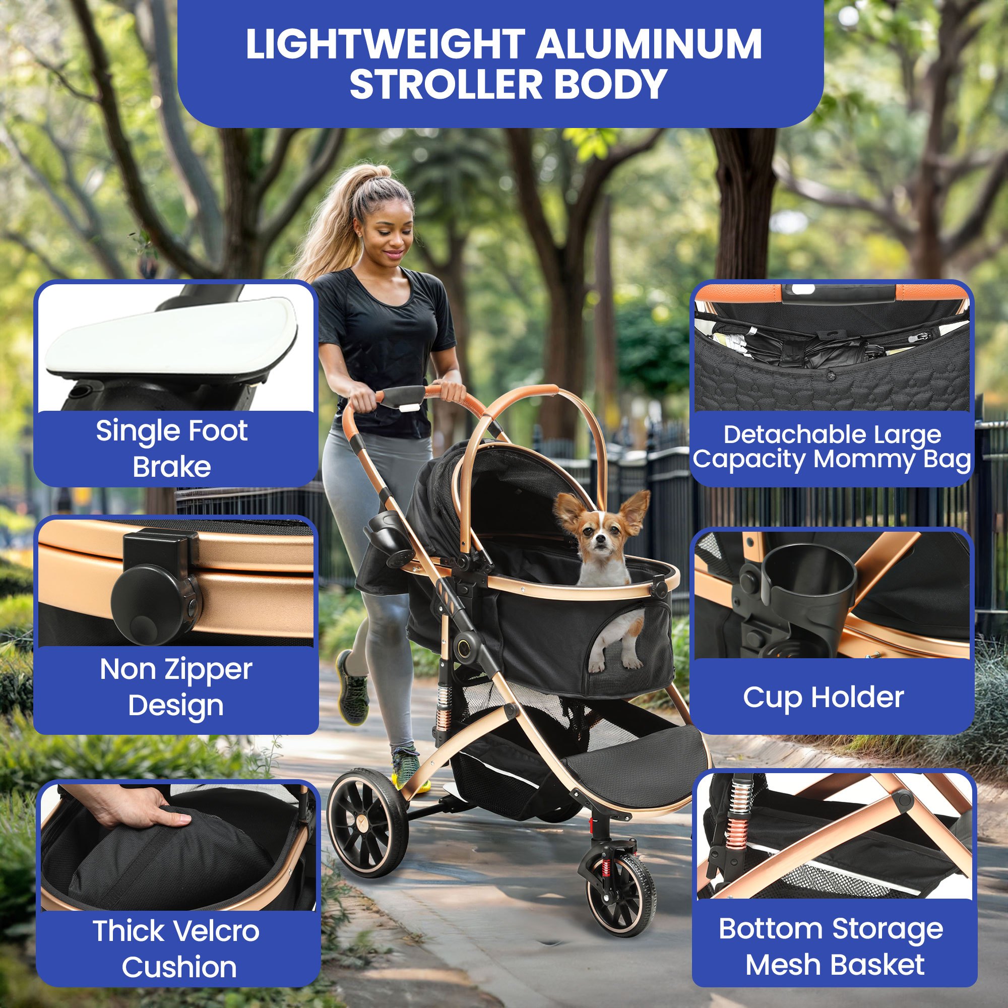 Pet Stroller 3 in 1 One click Foldable Cat Dog Stroller Dog - Temu