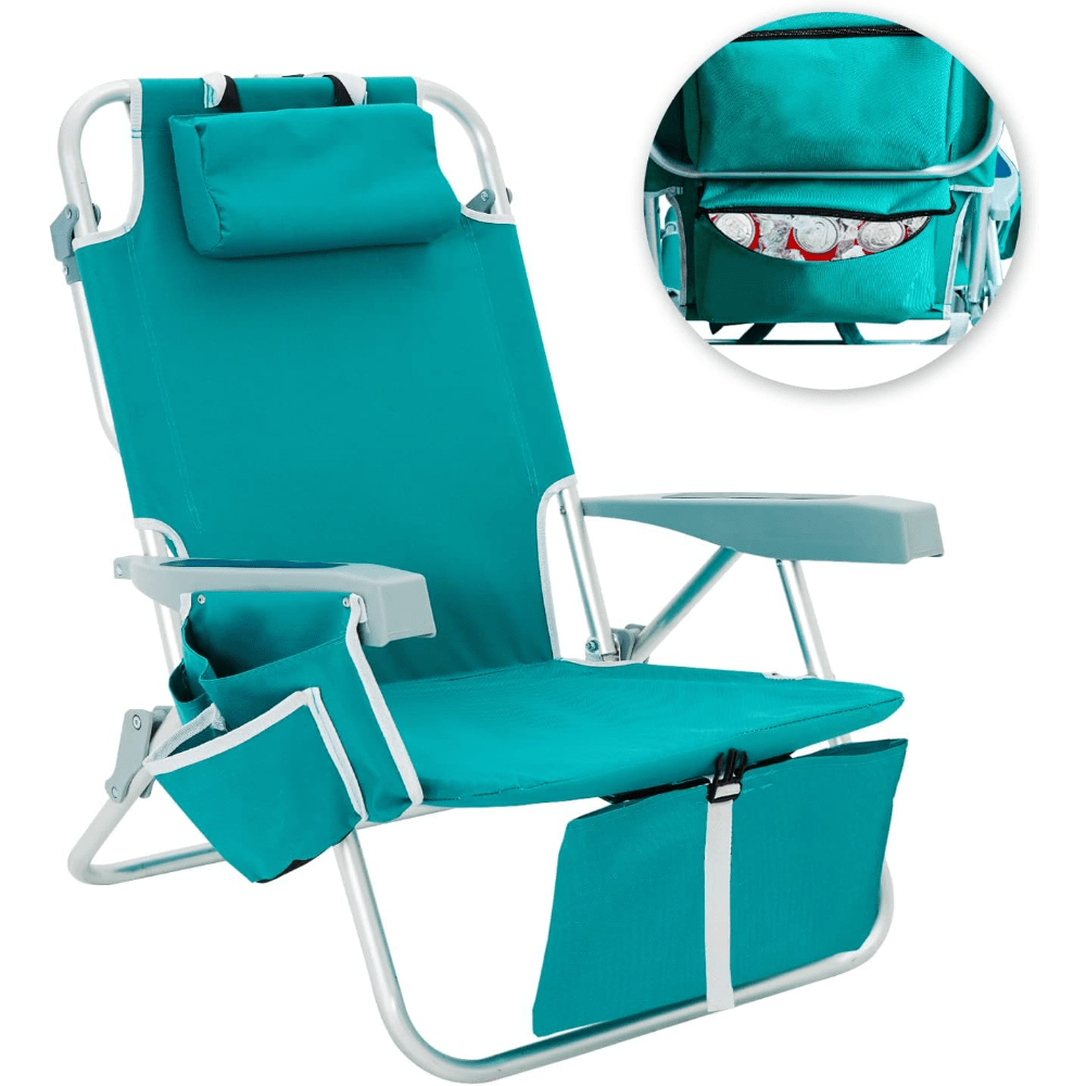 Backpack Beach Chairs For Adults 5 Position Lay Flat Outdoor Folding ...