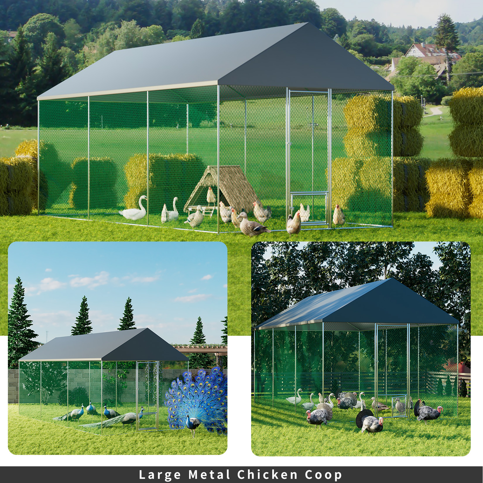 Extra Tall Large Chicken Coop Run Outdoor: Walk In Poultry - Temu
