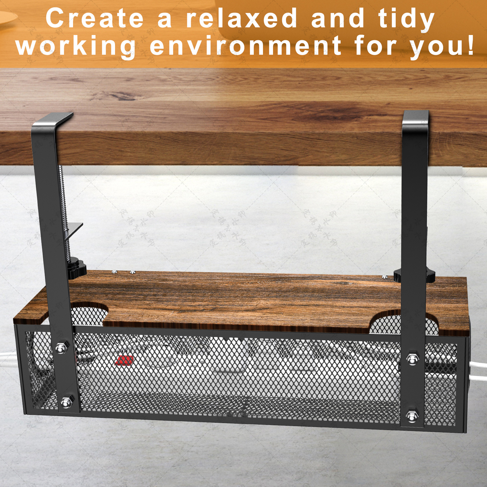 No Drilling Desk Cable Management Box Tray Metal Desk Wire - Temu