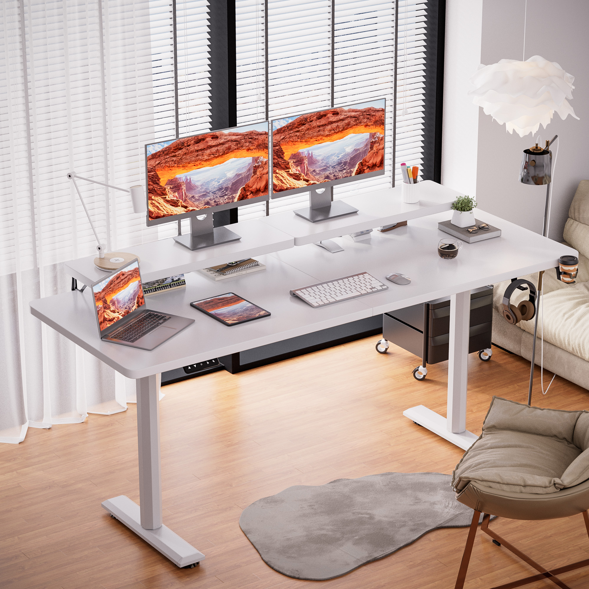 wide home office electric height adjustable standing desk - Temu