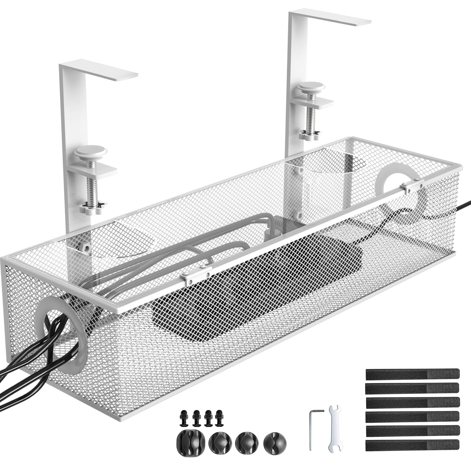 No Drilling Desk Cable Management Box Tray Metal Desk Wire - Temu