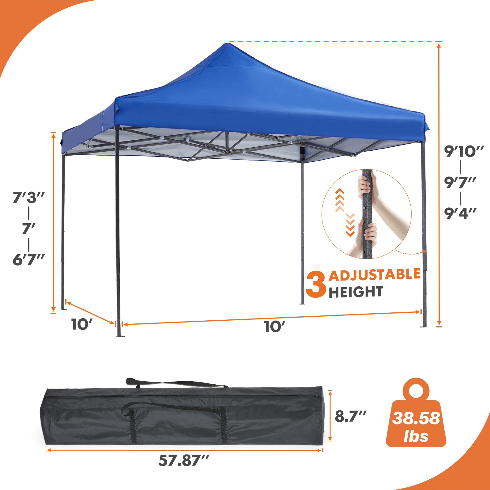 Carpa Dosel Emergente 10x10 Pies Upf 50 Impermeable Aire - Temu