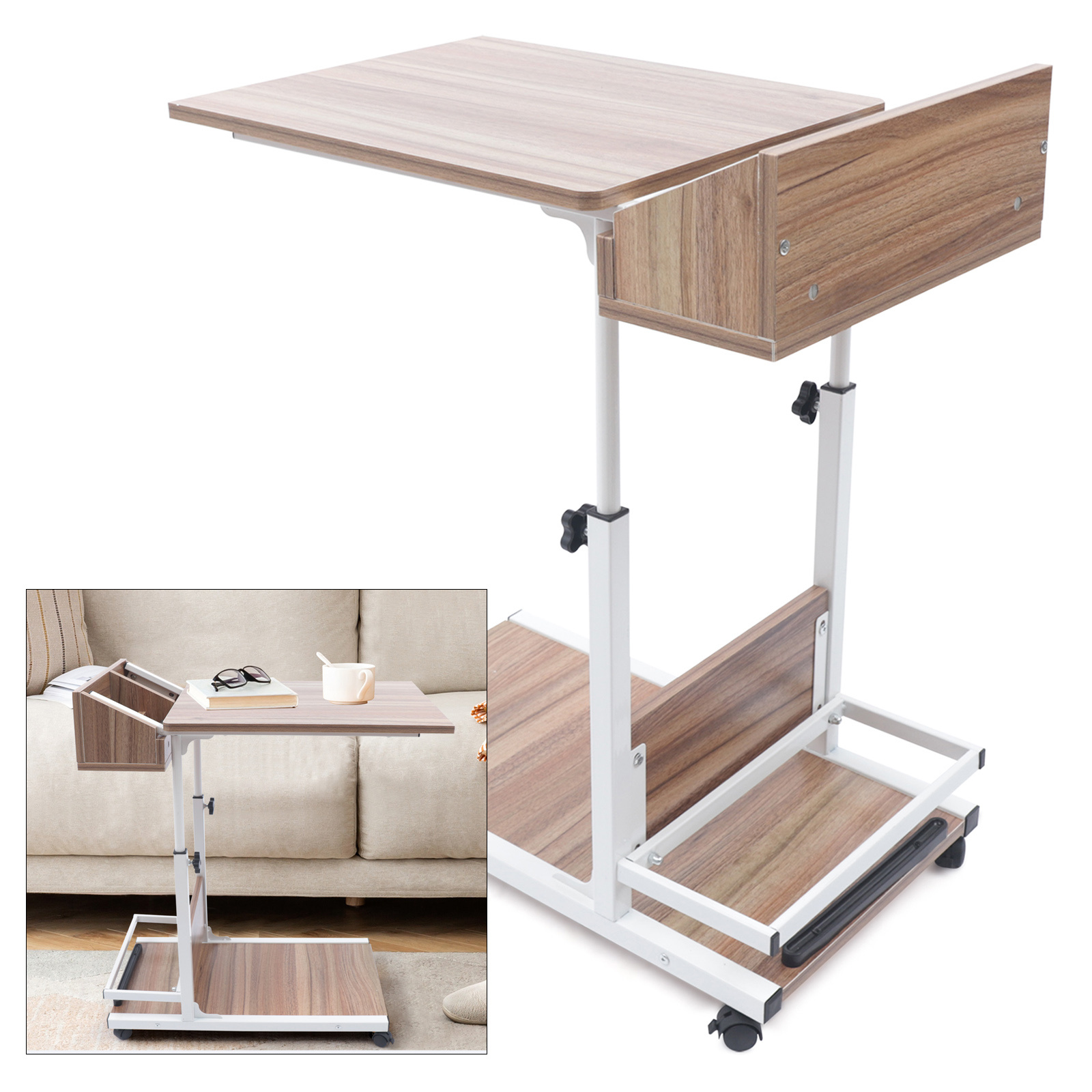 portable office laptop desk rolling adjustable table cart - Temu