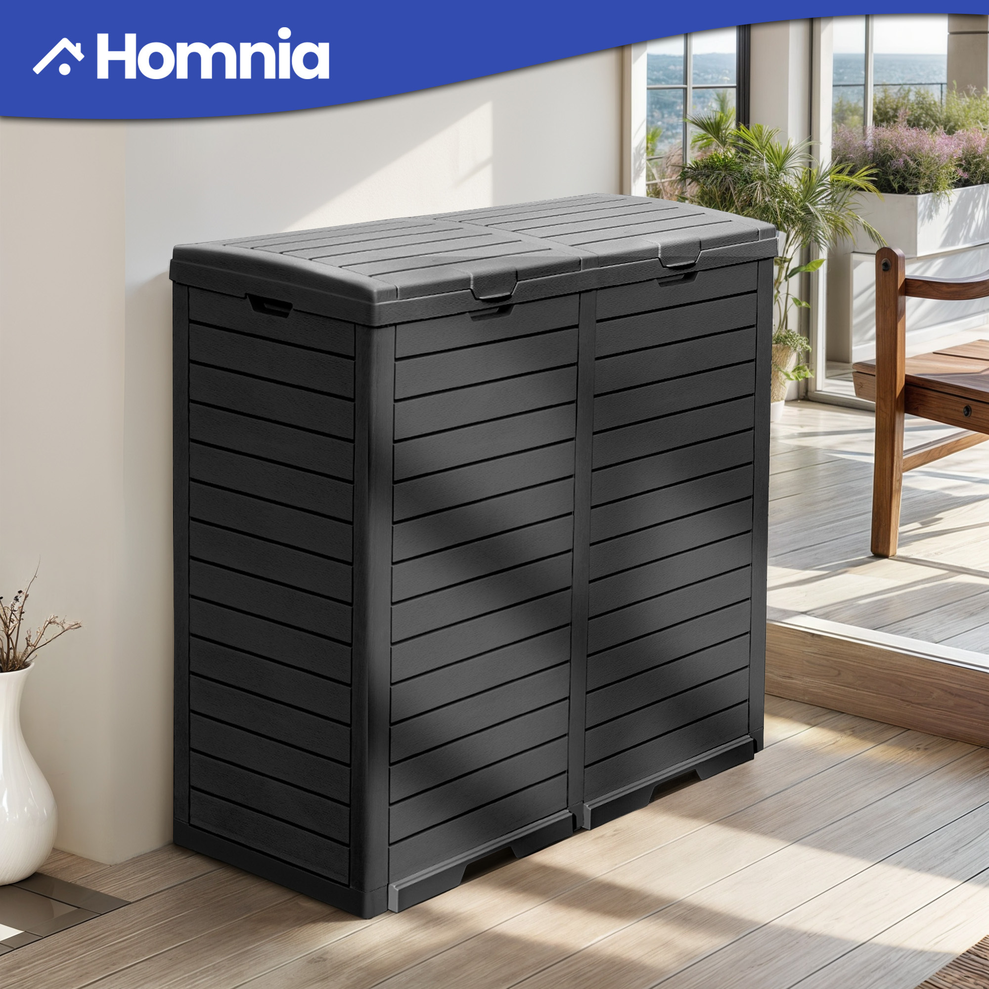 Outdoor Large Resin Trash Can, 62 Gallon Classified Hideaway Garbage ...