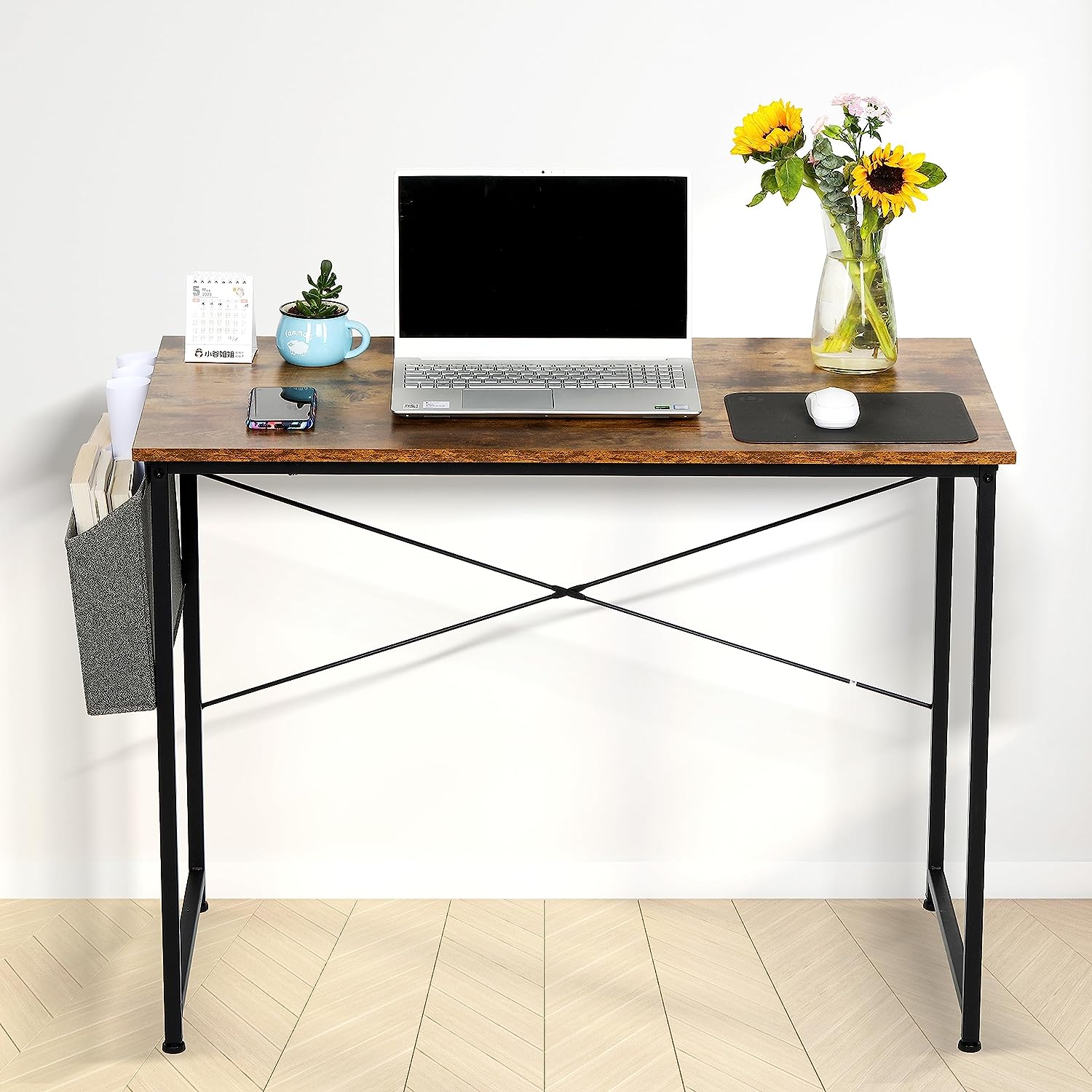 Desk 40 Inch Small Space Study Table Modern Worktable With Storage Bag ...