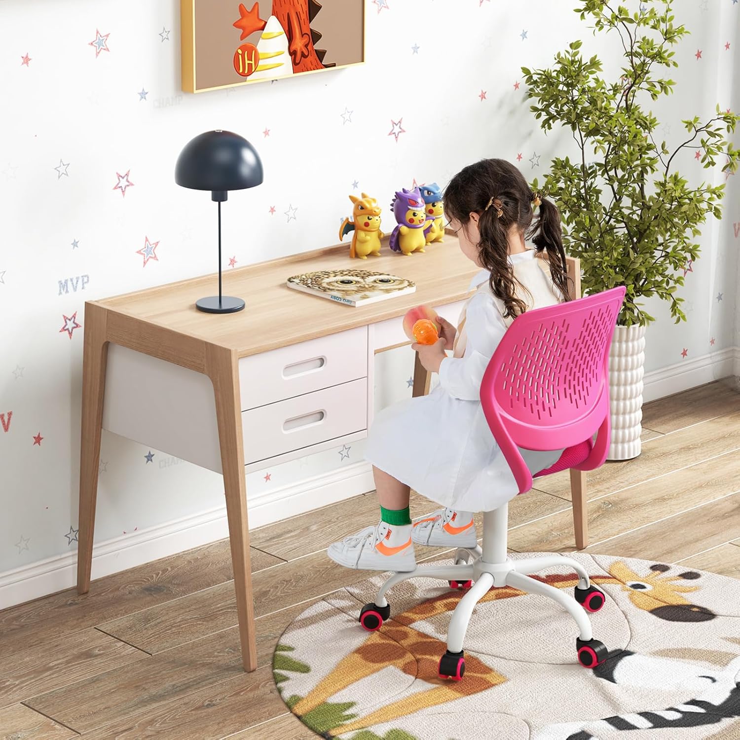 Costway Kids Desk Chair, Ergonomic Kids Office Chair Ages8-12 W/lumbar ...