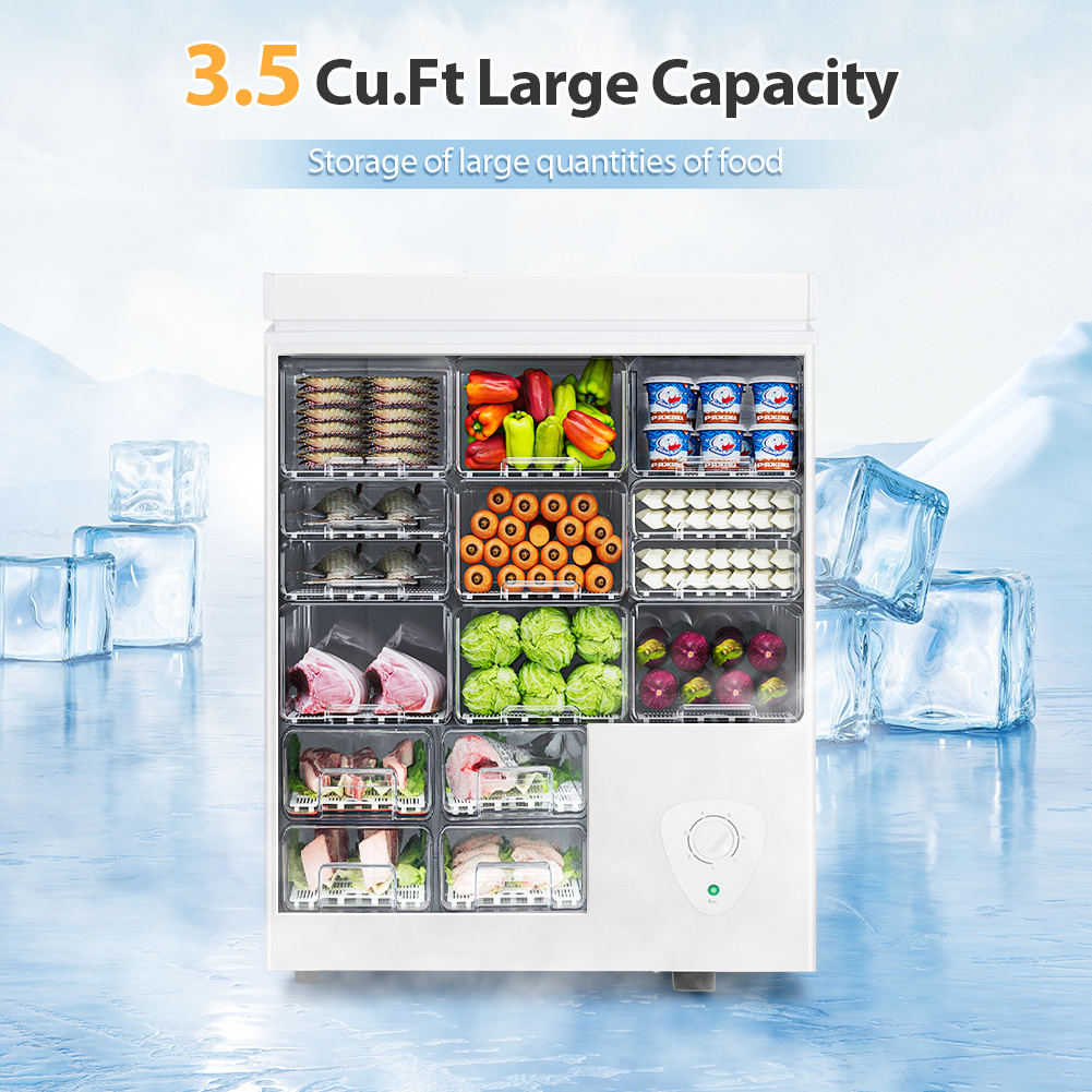 Chest Freezer, Compact Deep Freezer 7 Adjustable Temperature With ...