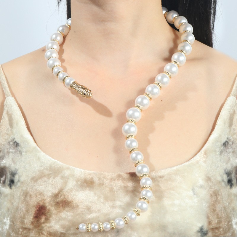 2024 New Necklace Snake Pearl Necklace Collar - Temu