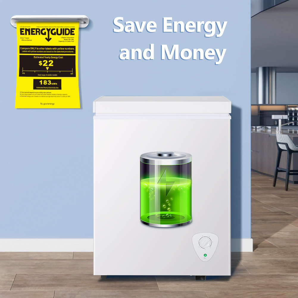 Chest Freezer, Compact Deep Freezer 7 Adjustable Temperature With ...