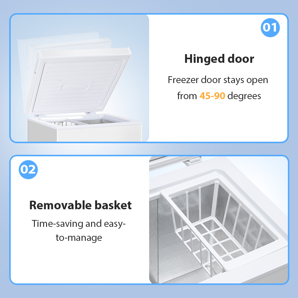 Chest Freezer, Compact Deep Freezer 7 Adjustable Temperature With ...