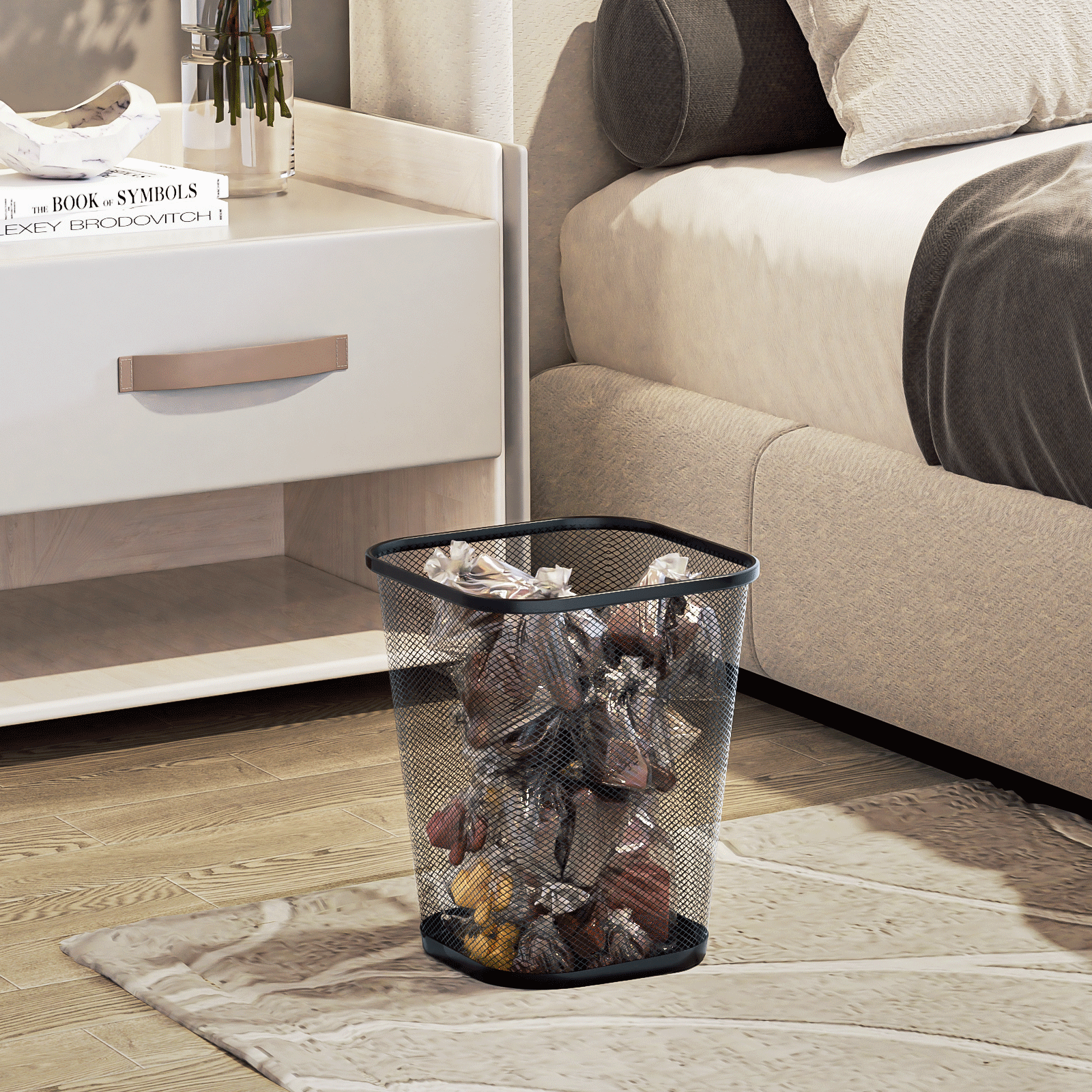 5 Gallon Square Mesh Trash Office Small Metal Wire - Temu