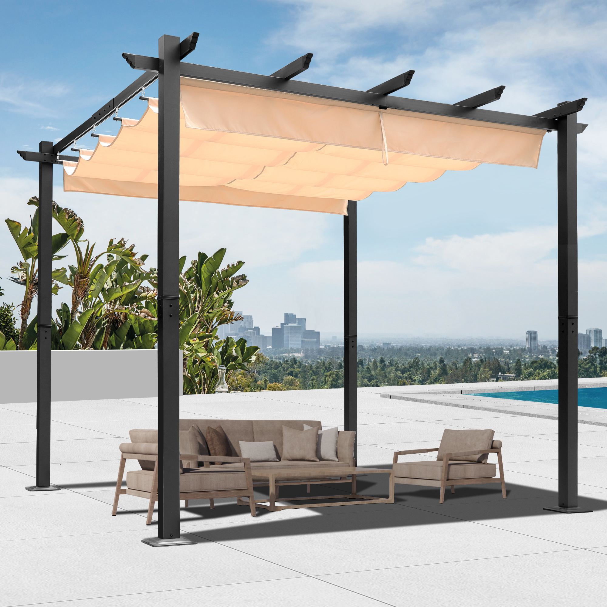 Outdoor Retractable Aluminum Pergola Heavy duty - Temu