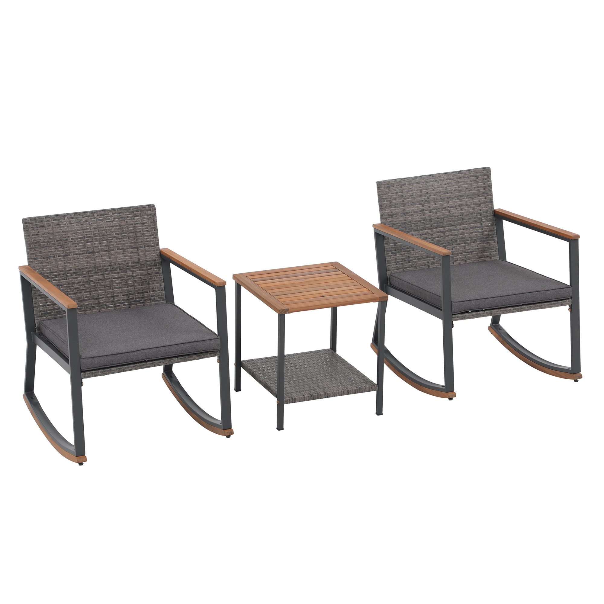 3 Pieces Wicker Rocking Bistro Set Outdoor Chair Patio Furniture ...