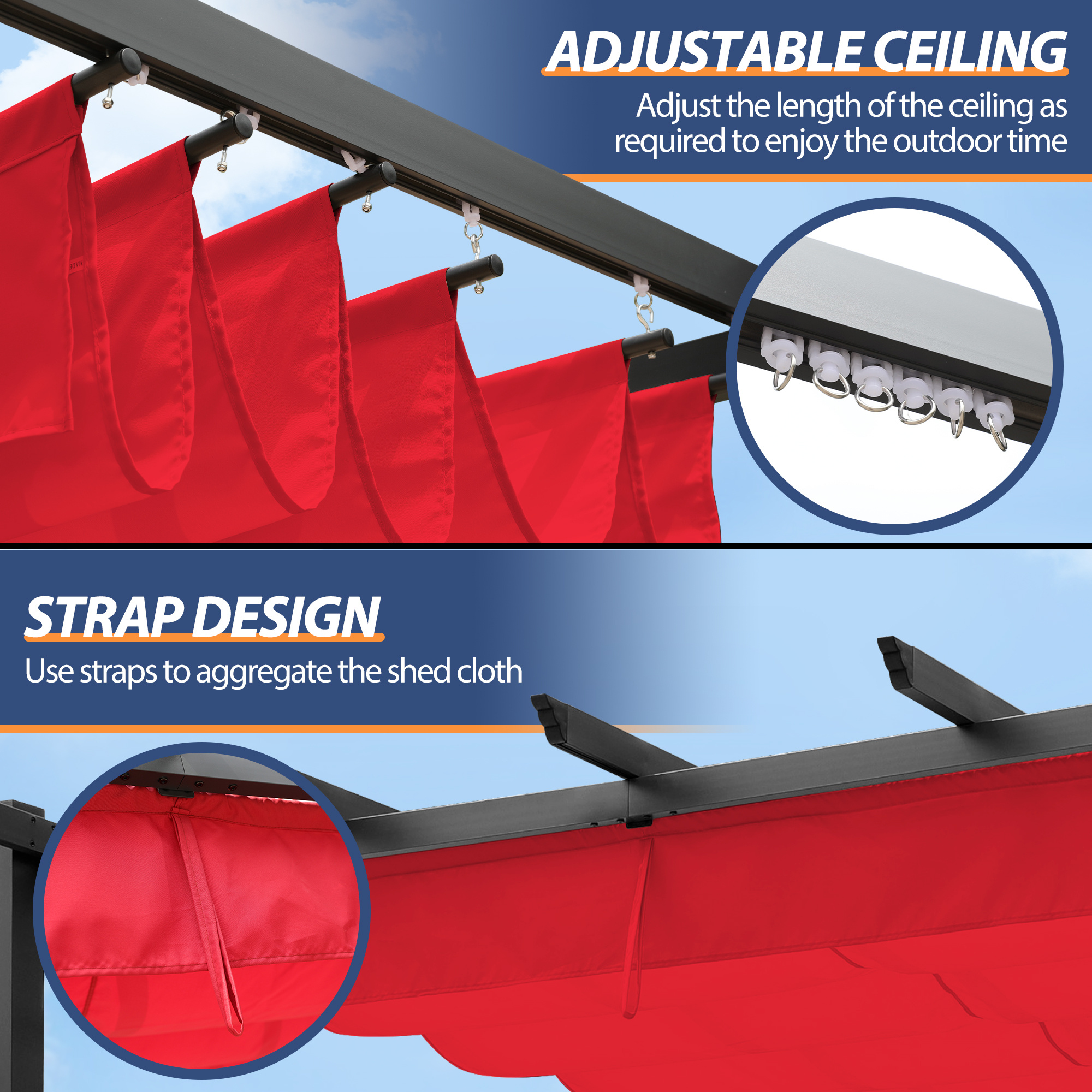 Outdoor Retractable Aluminum Pergola Heavy duty - Temu