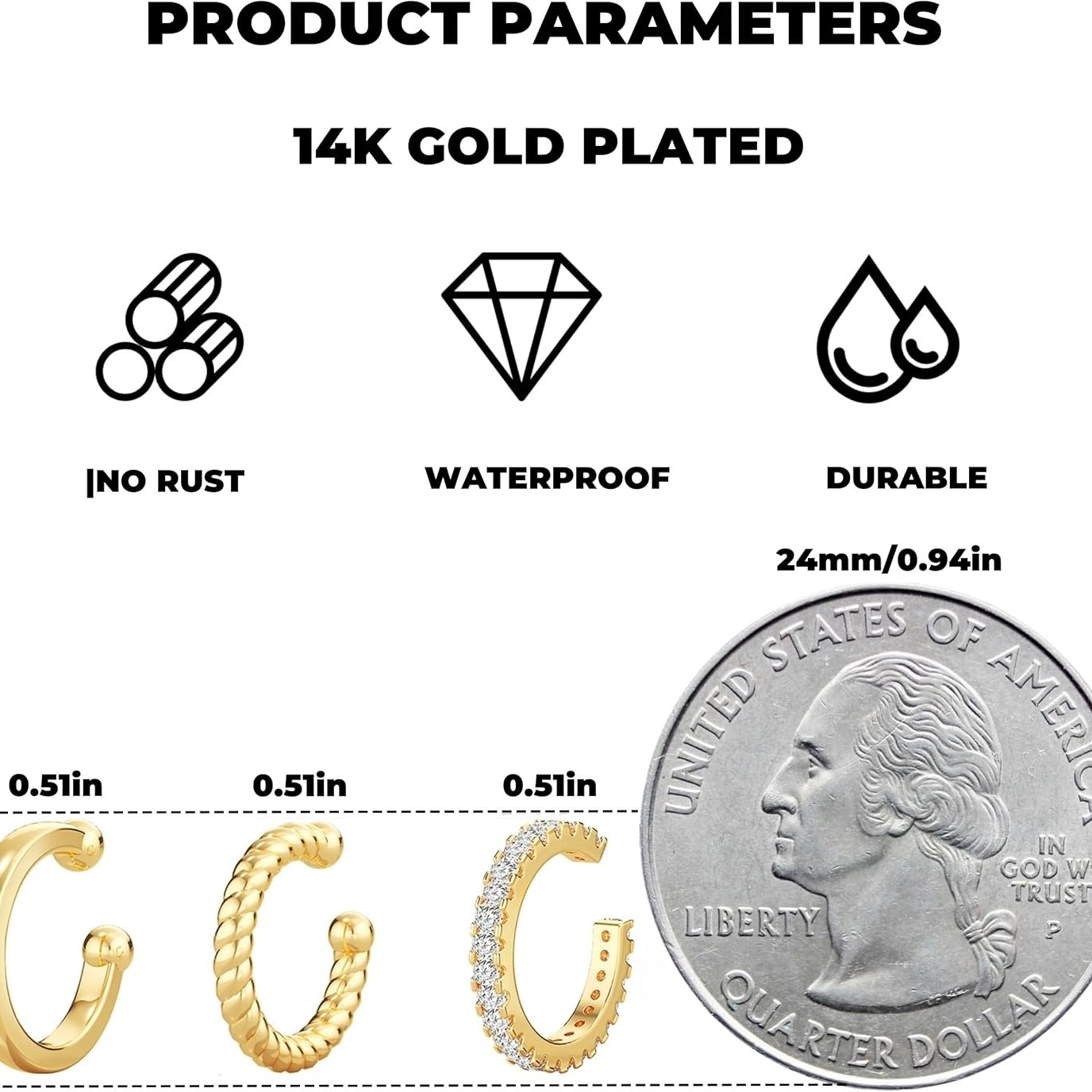 French Style Ear Cuffs Set Golden Silvery No Piercing - Temu