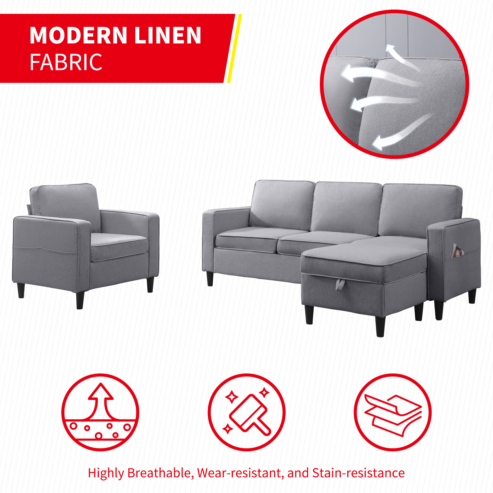 Comfy Sectional Sofa Living Room Furniture Set l Shaped - Temu