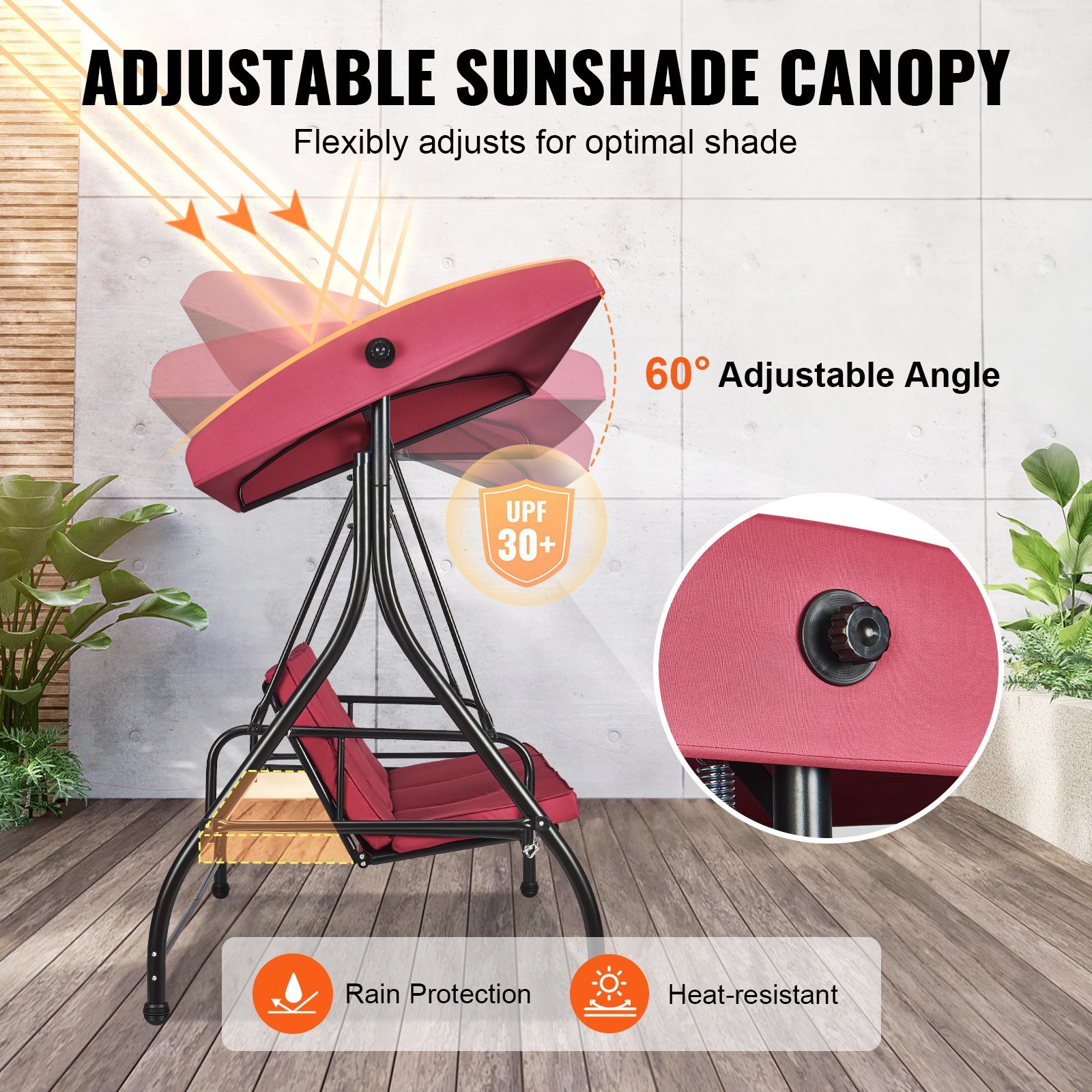 3-seat Patio Swing Chair, Canopy Swing, Outdoor Patio Porch With ...