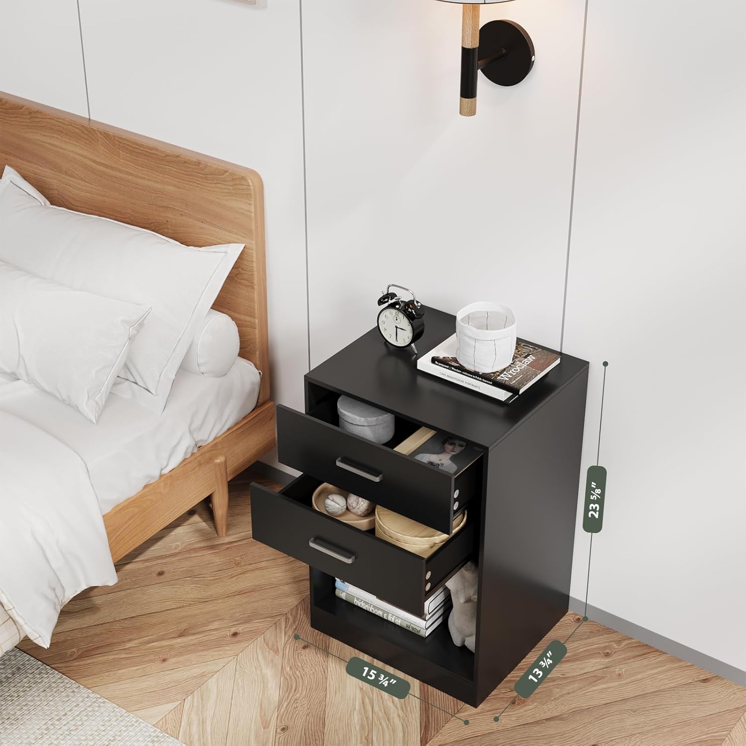 Nightstand 2 Drawers Charging Port Perfect Small Side Table - Temu