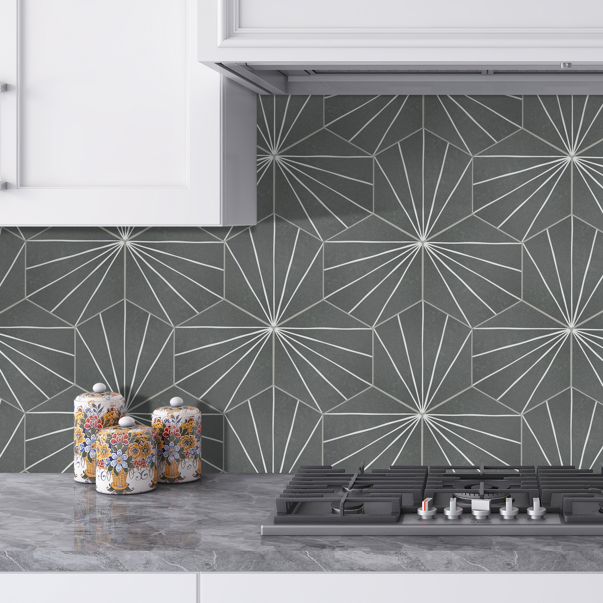 peel stick backsplash tile deco hexagon flower - Temu
