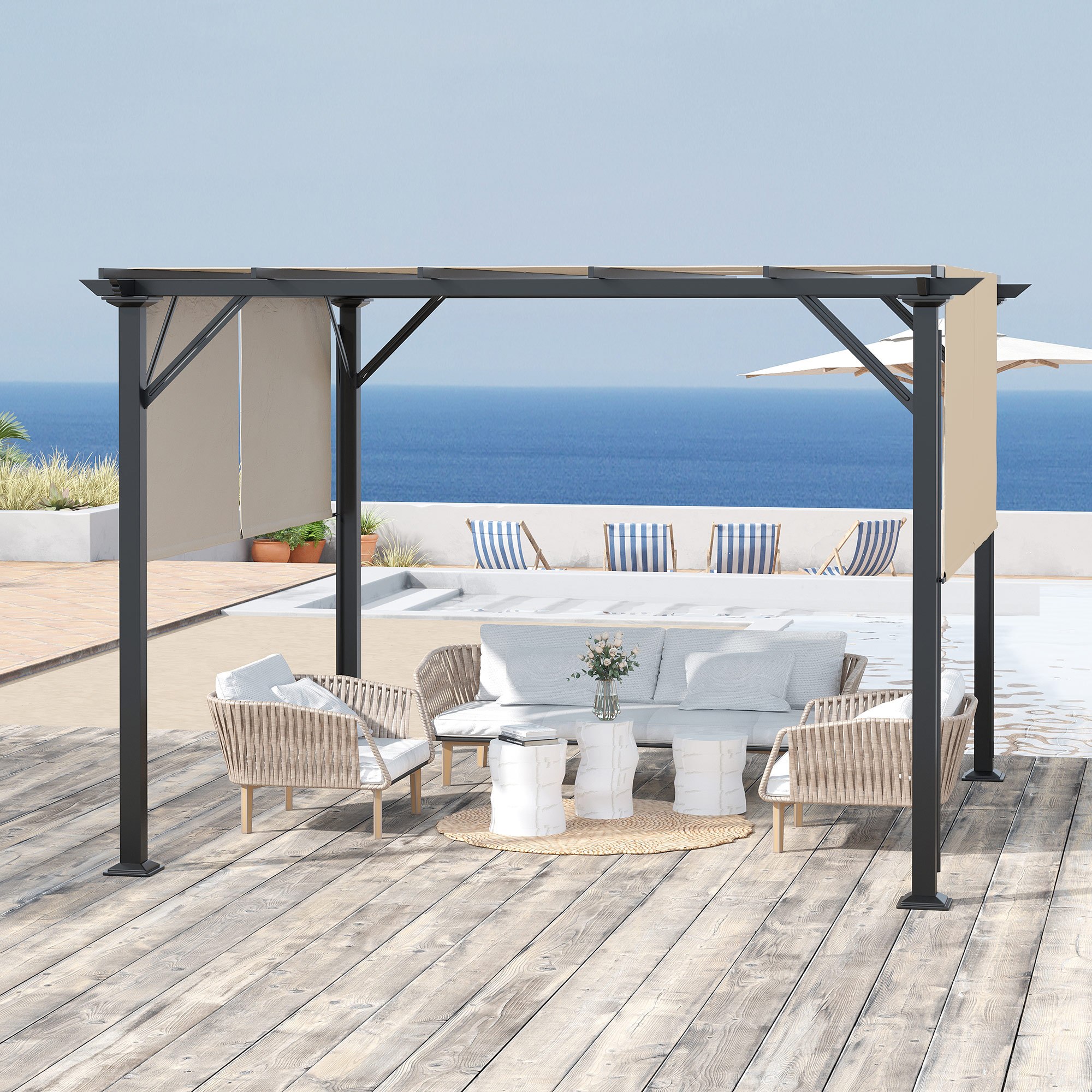 12' ' Outdoor Retractable Pergola Sun - Temu