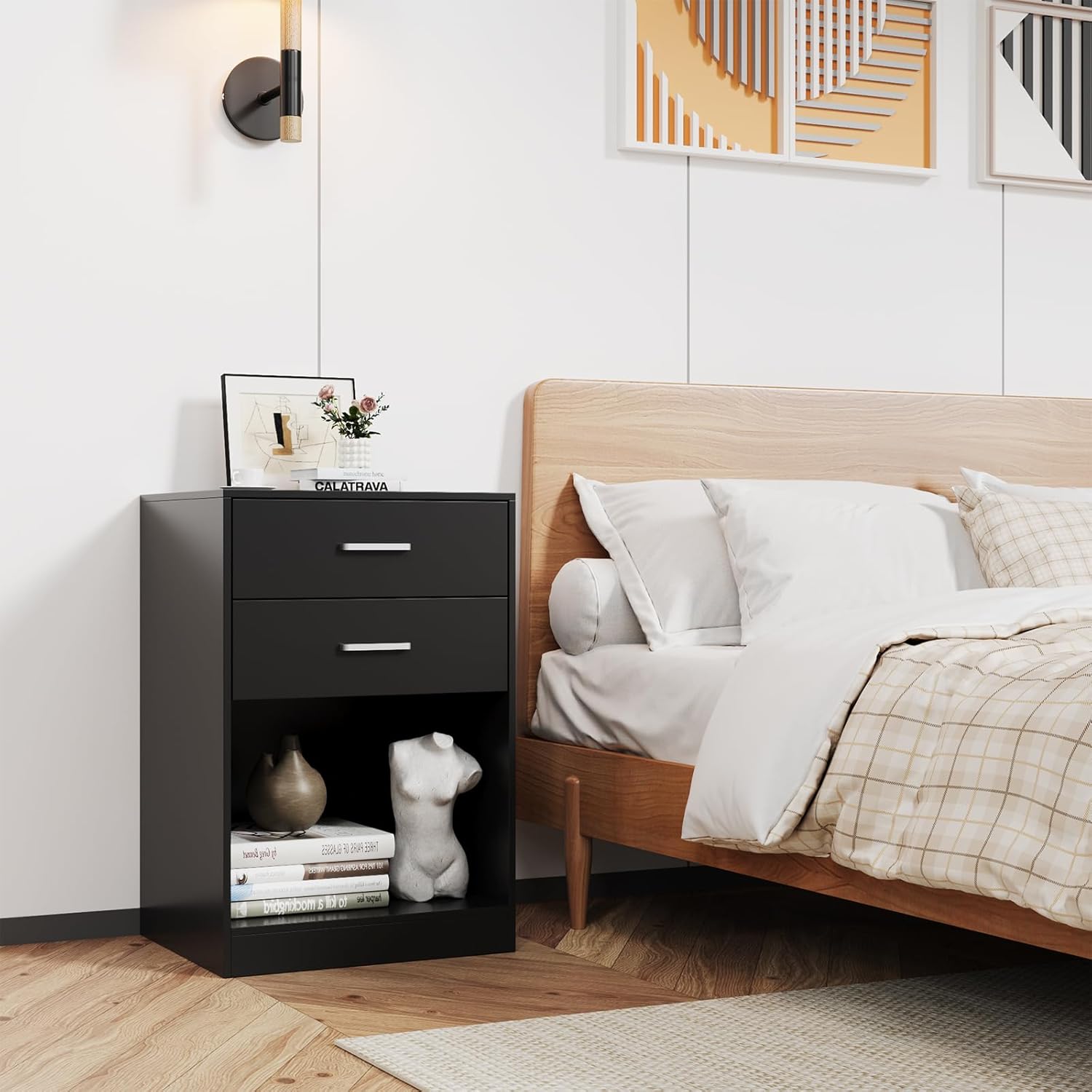 Nightstand 2 Drawers Charging Port Perfect Small Side Table - Temu
