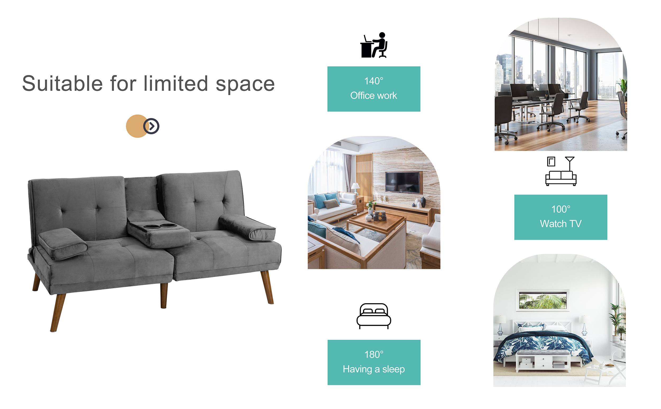 Futon Sofa Bed Cup Holders Velvet Sofa Bed Loveseat - Temu