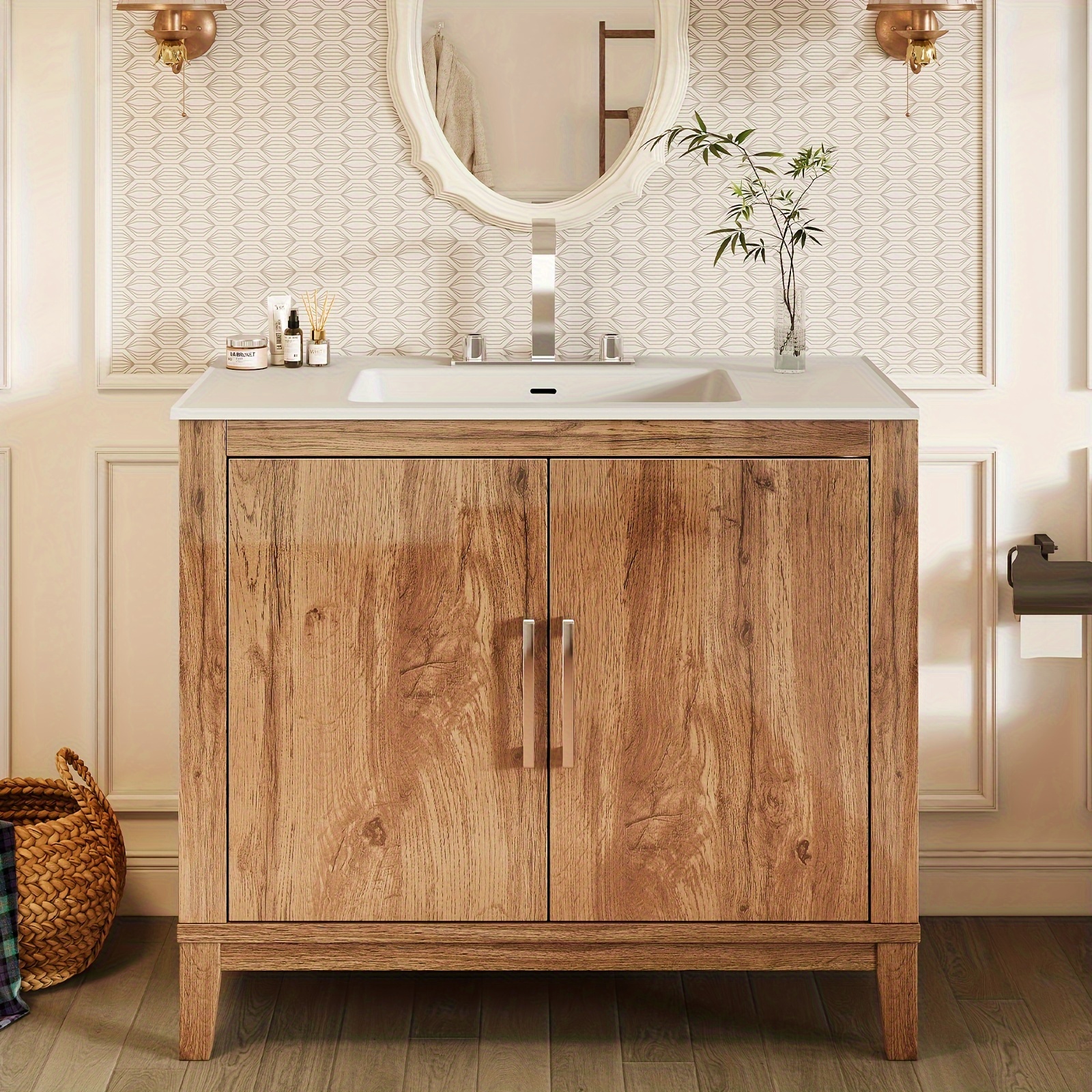 Bathroom Vanity Combo Featuring A Sink Elegant Single Sink - Temu
