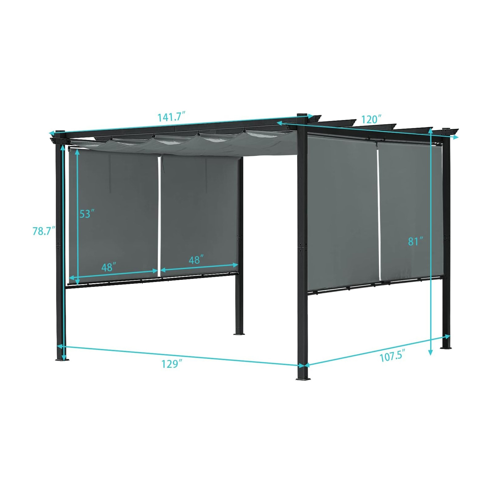 Outdoor Pergola Retractable Shade Canopy Dark Gray Matte - Temu