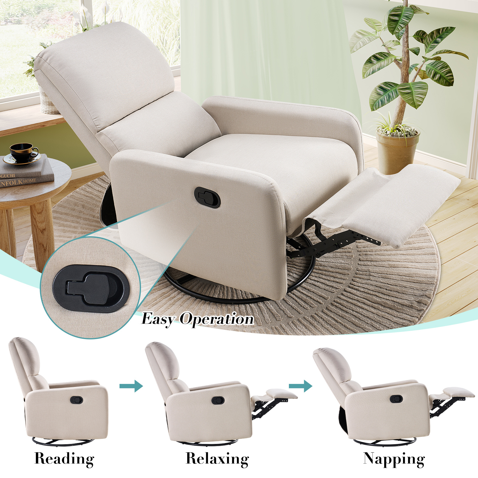 Recliner Chair Featuring Swivel Rocking - Temu