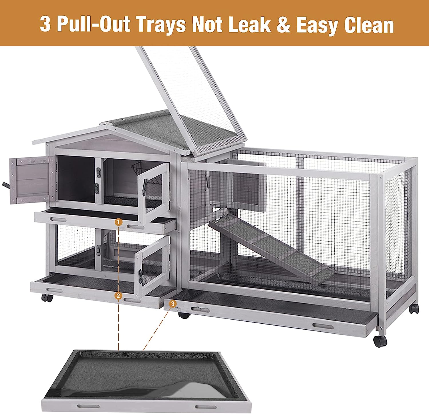 Bunny Cage Indoor Outdoor Rabbit Hutch Casters - Temu