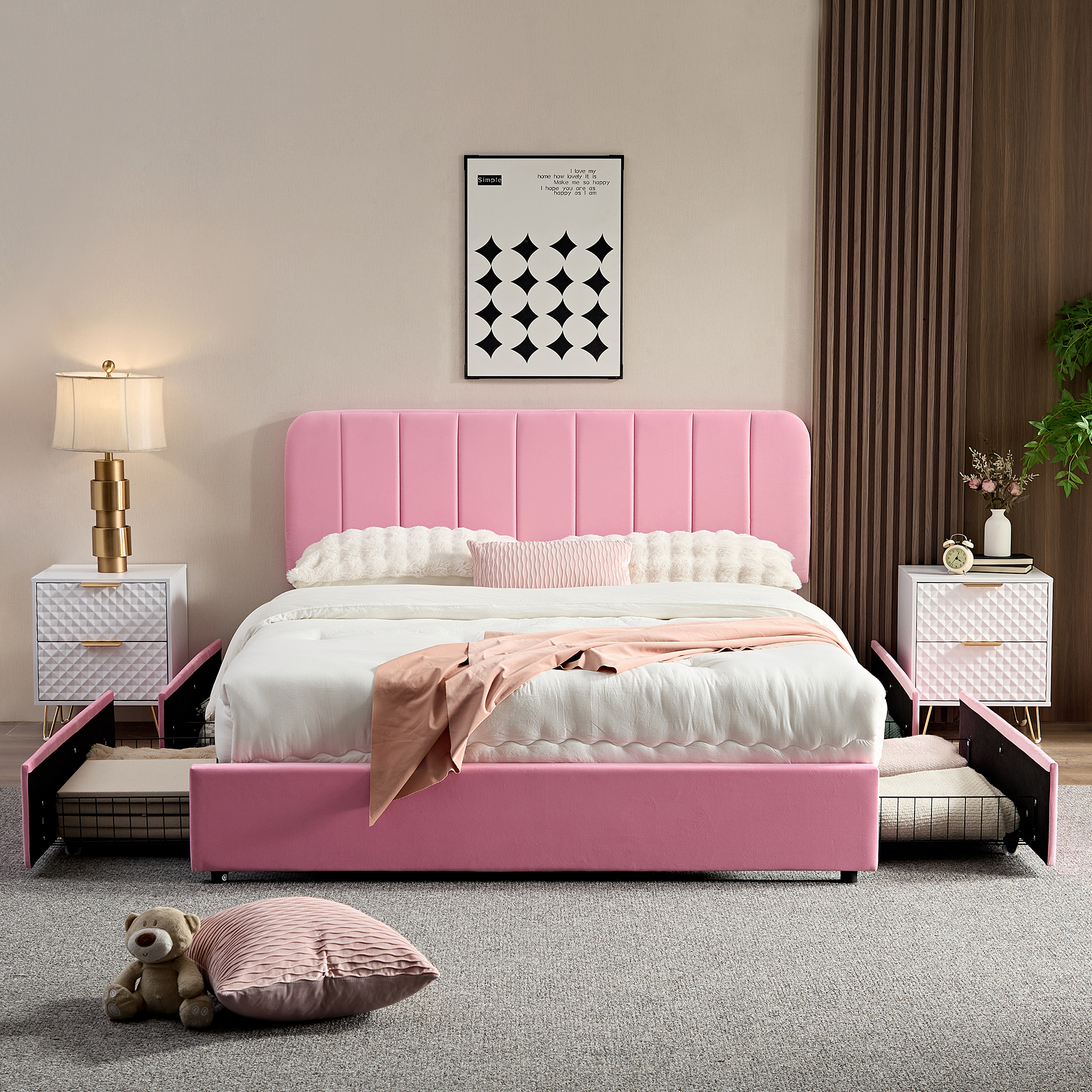 modern upholstered bed frame full queen size 4 Temu
