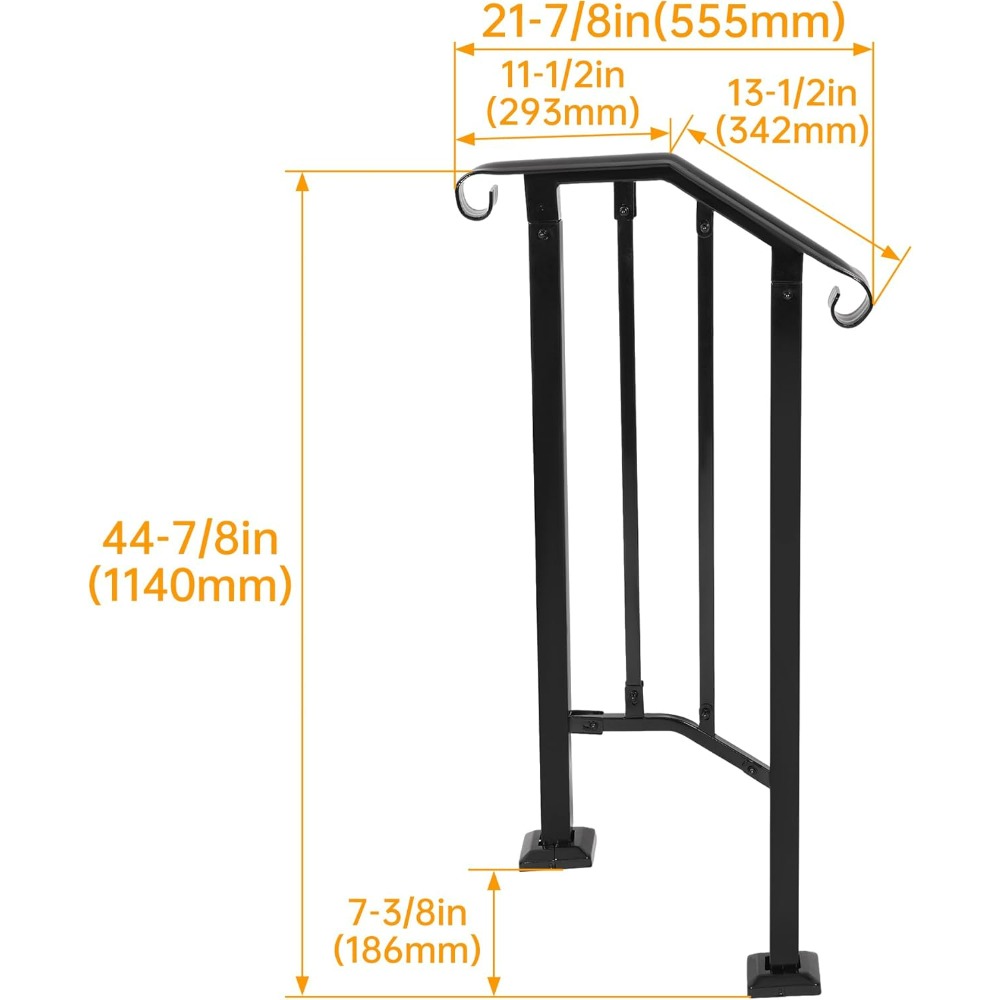 Step Handrail Fit For 1-2 Steps Flexible Porch Railing For Outdoor ...