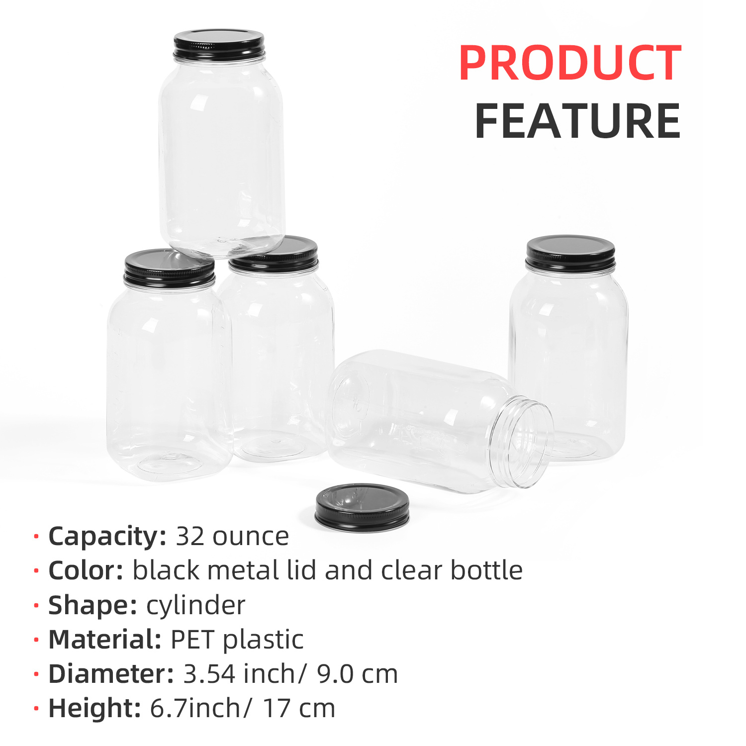 32 ounce clear plastic mason jars - Temu