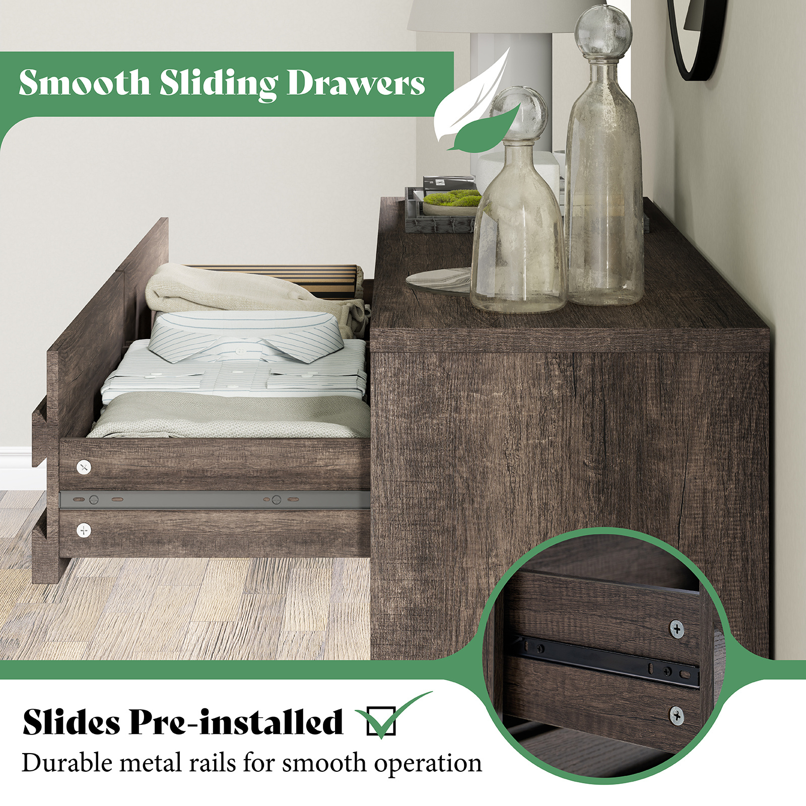 Rustic 6 drawer Bedroom Dresser Slat Handles Pre - Temu