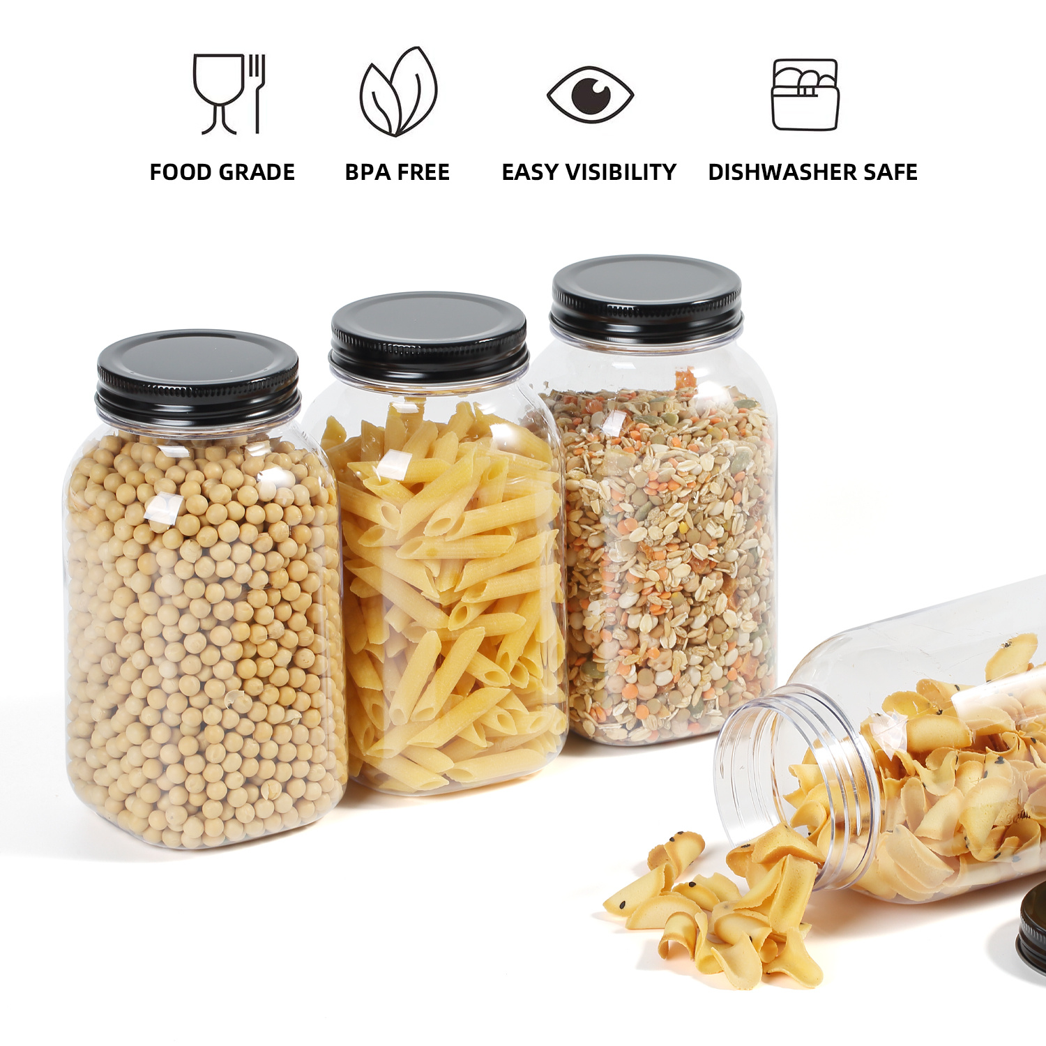 32 ounce clear plastic mason jars - Temu