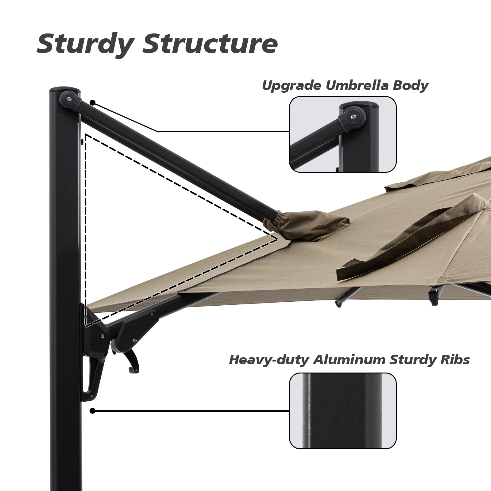 10'x13' Outdoor Cantilever Patio Umbrella 360 Rectangular Outdoor ...