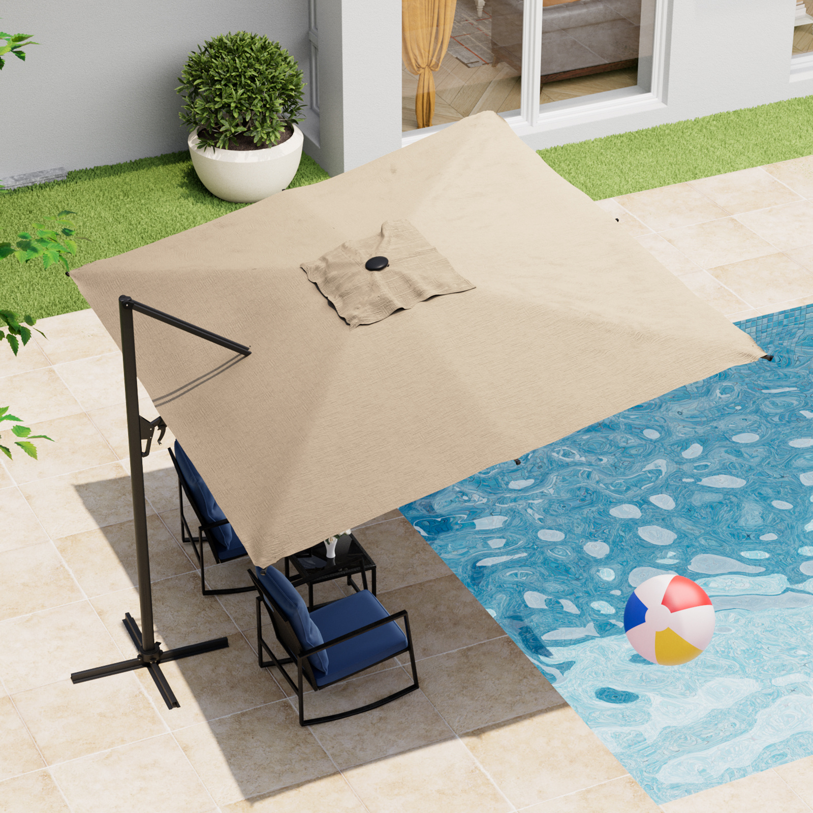 10'x13' Outdoor Cantilever Patio Umbrella 360 Rectangular Outdoor ...