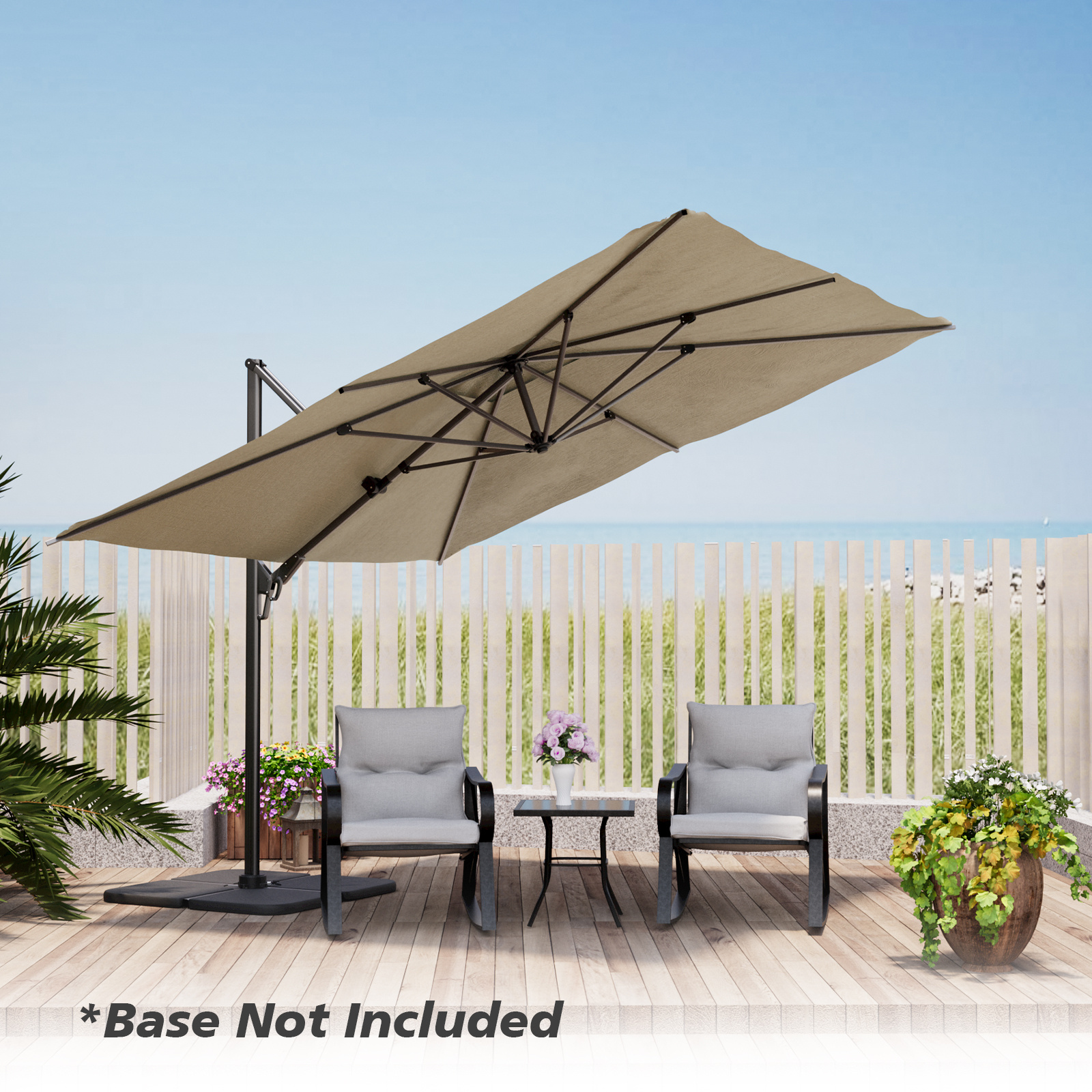 10'x13' Outdoor Cantilever Patio Umbrella 360 Rectangular Outdoor ...