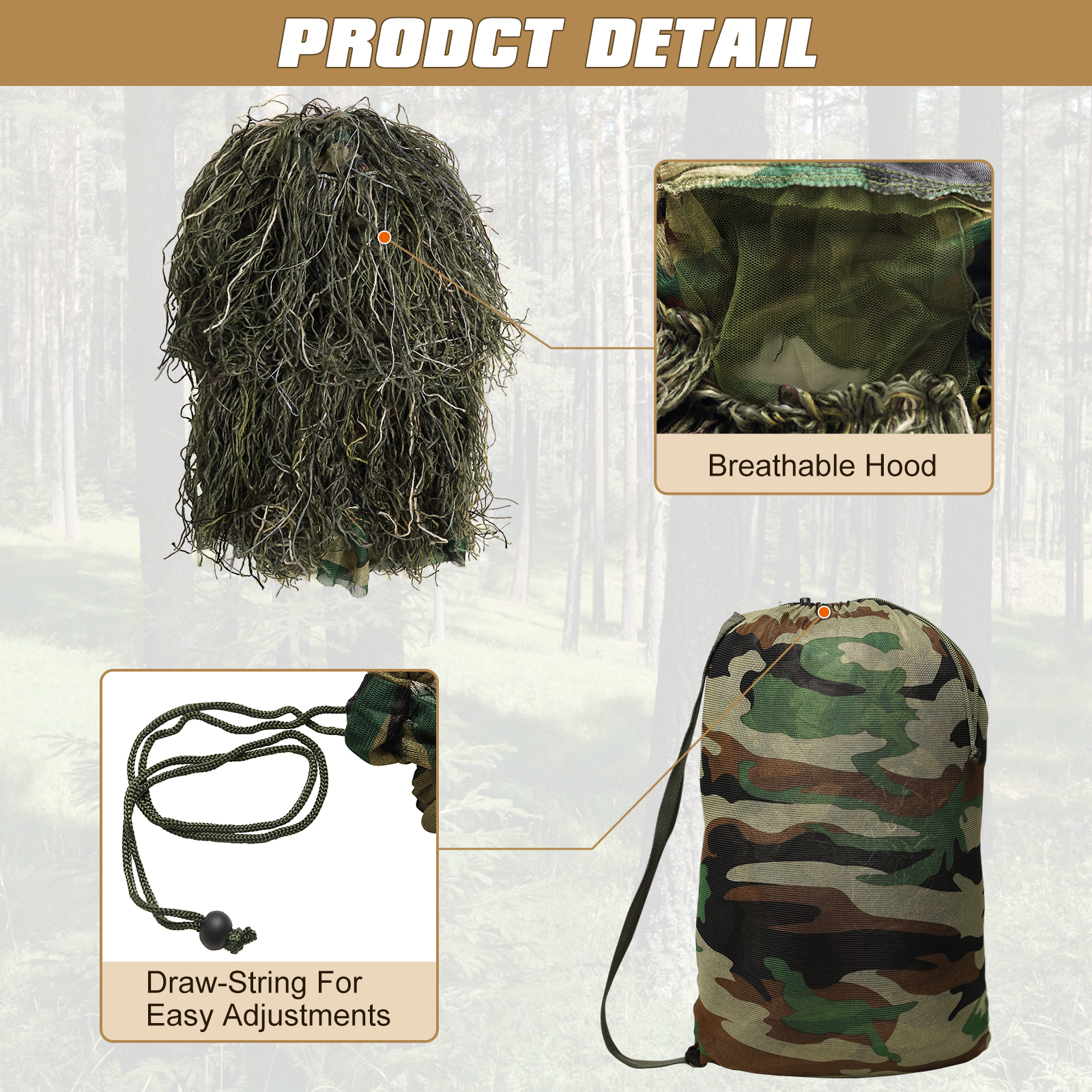 1 Ghillie Suit Kit Camouflage 3d Hunting Apparel Including - Temu