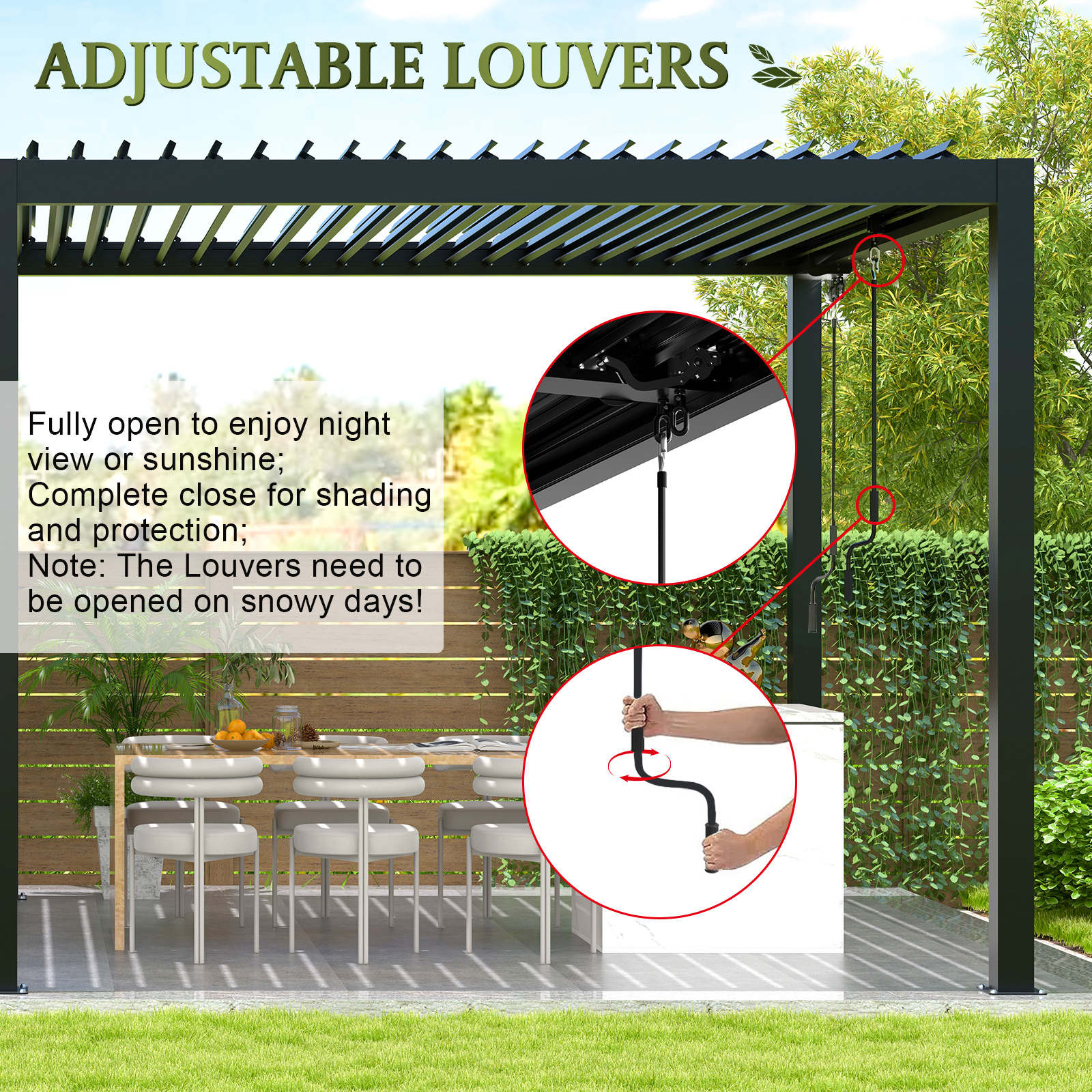 Kit Pergola Louvered Aluminio Completo Patio - Temu