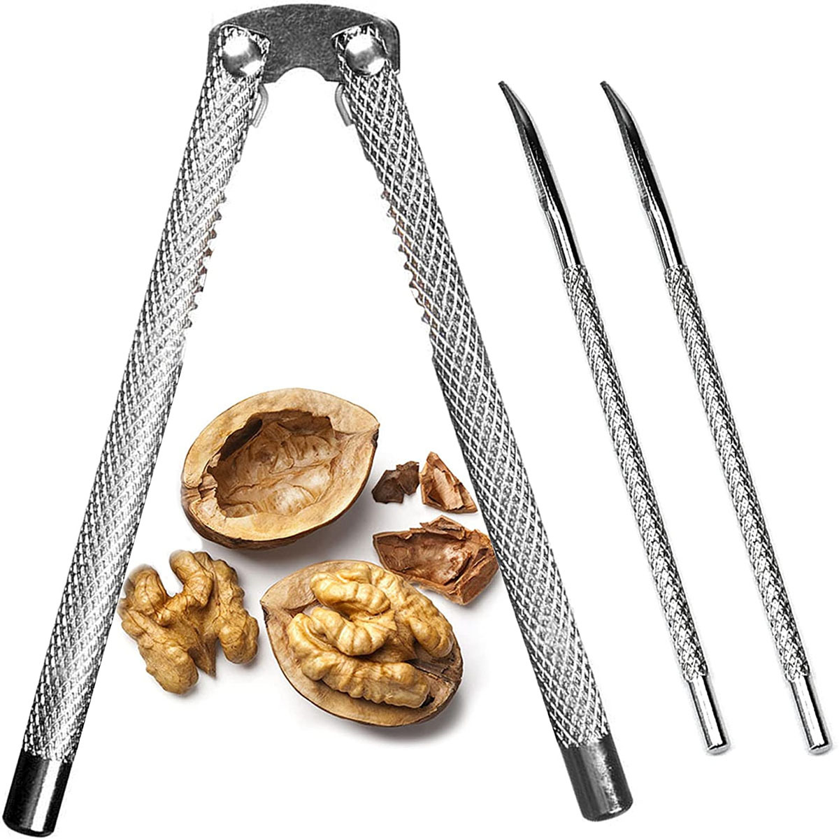 Nut Biscuits Picks Stainless Steel Nutcrackers Silver Metal - Temu