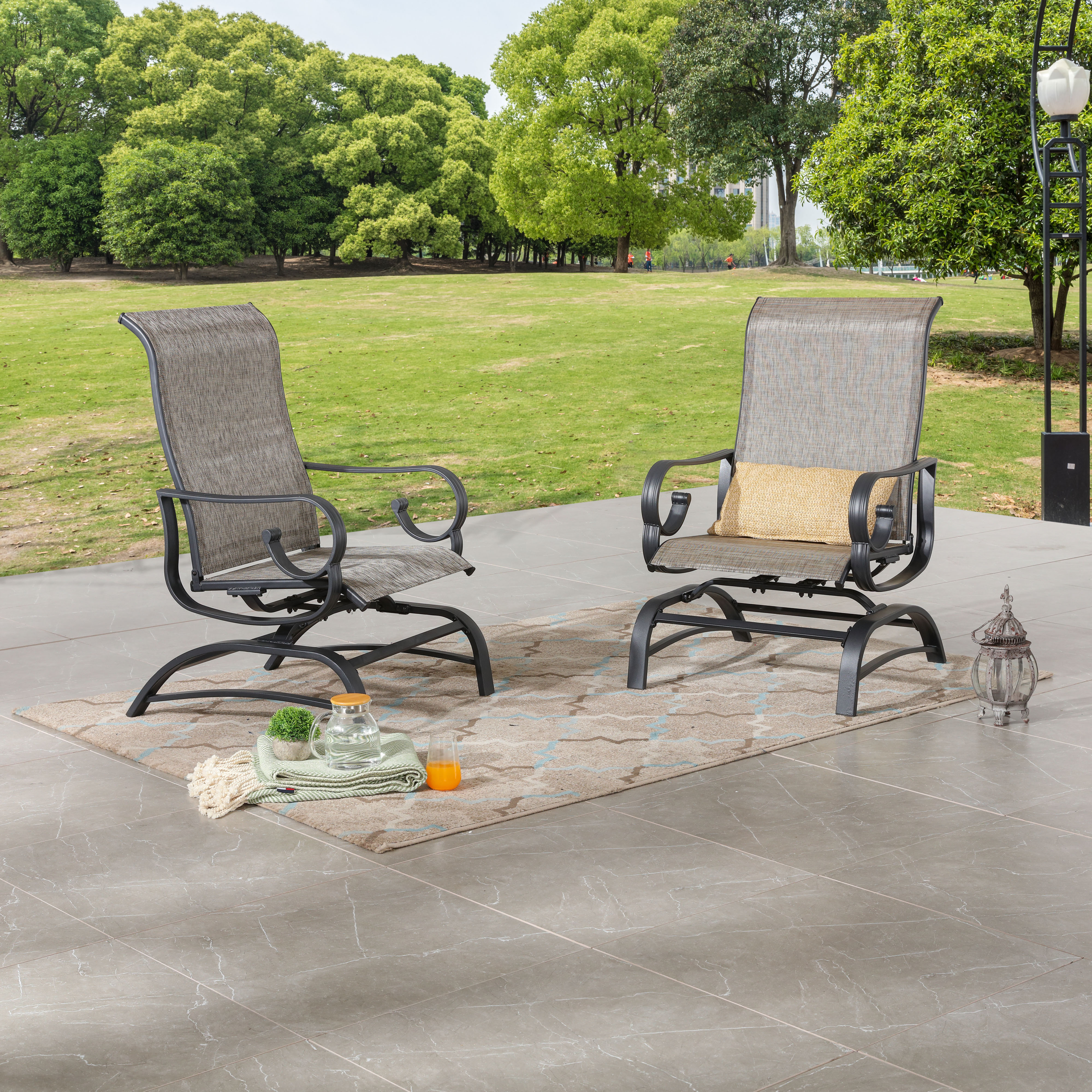 Space Powder Coated Steel Outdoor Rocker Chair Set Of 2 | Free Shipping ...