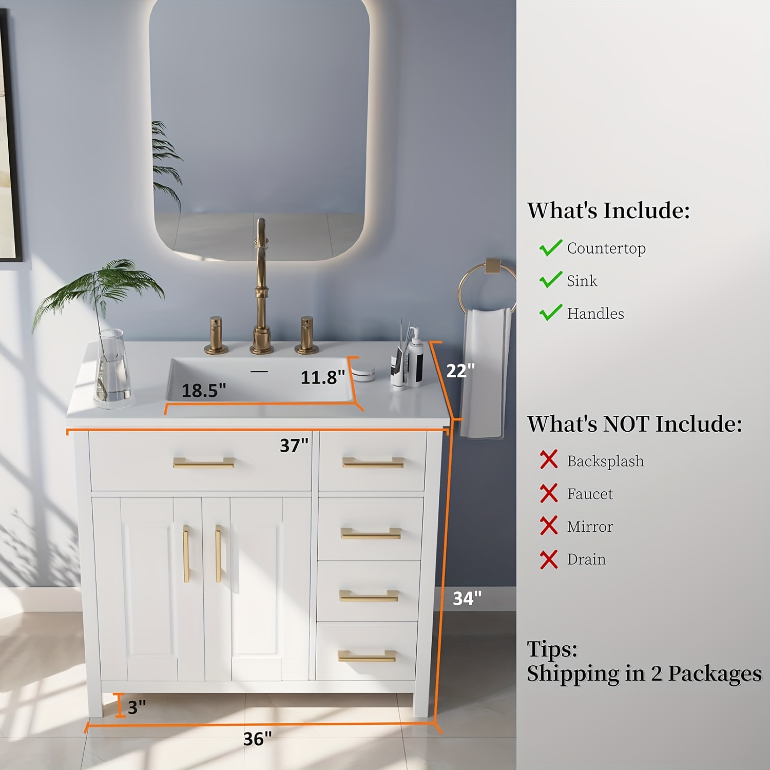 Conjunto Toallera Armario Baño 36" Fregadero Diseño Moderno - Temu