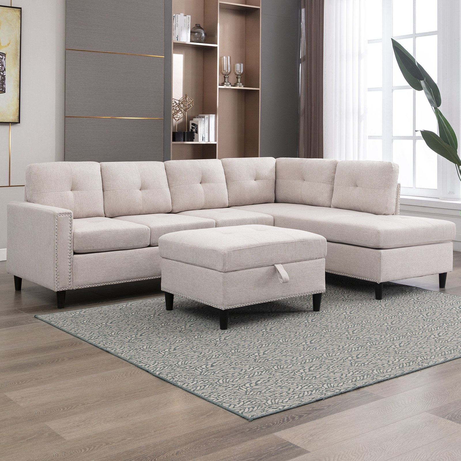 oversized sectional sofa set reversible storage ottoman cup - Temu